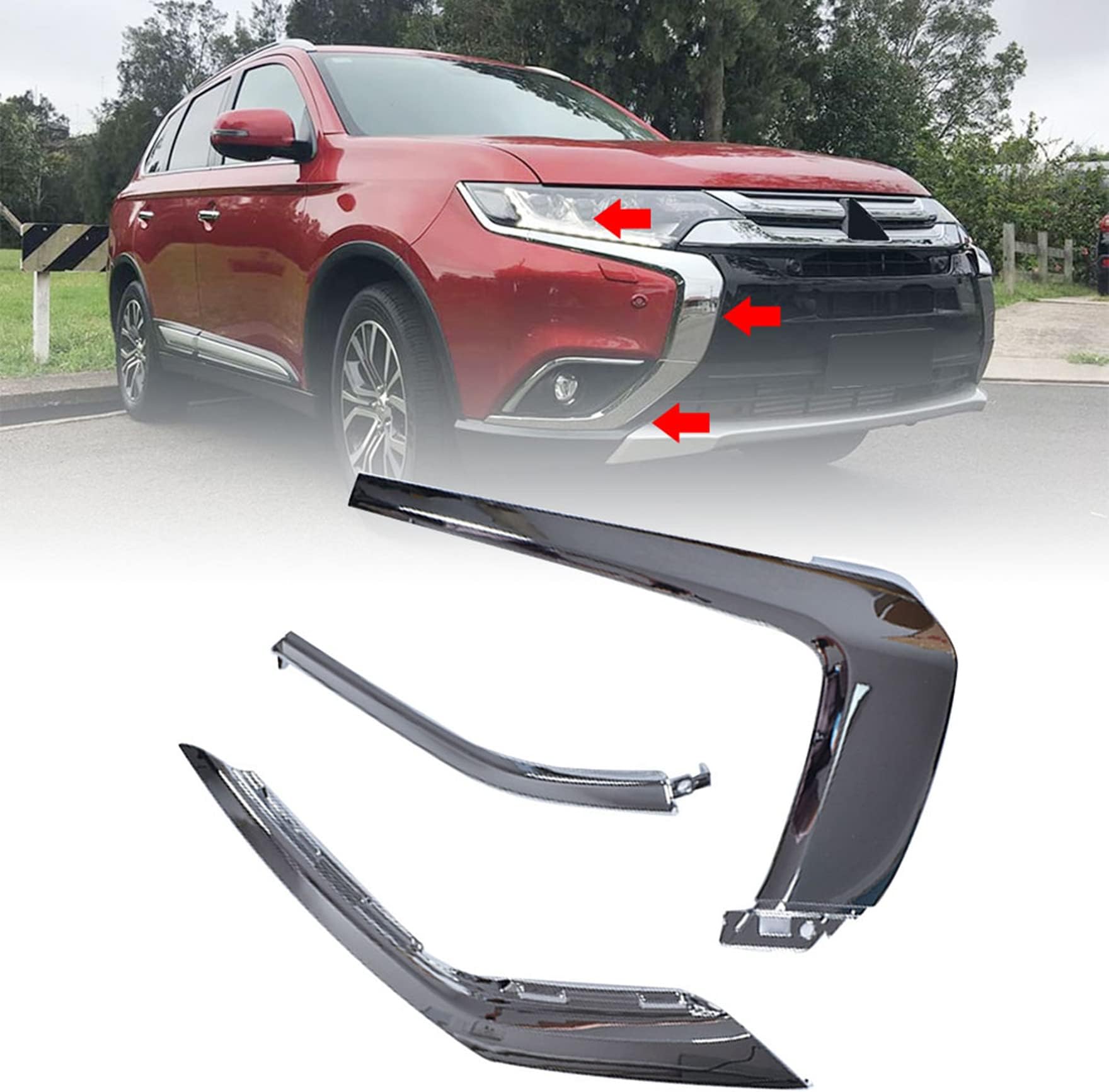 Amazon.com: 3-Piece Front Bumper RH Chrome Trim Molding Strip Set Fit ...