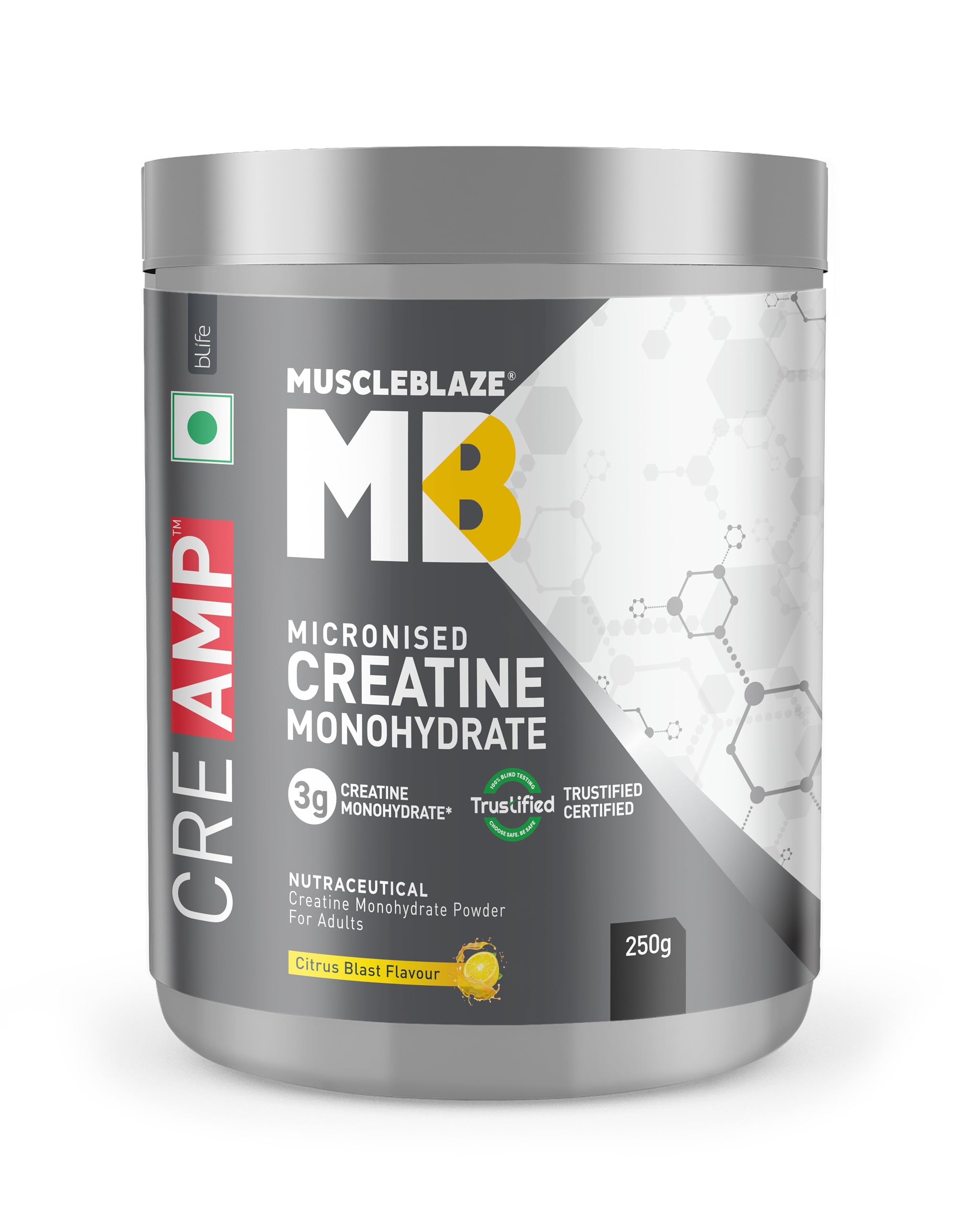 MuscleBlaze Creatine Monohydrate CreAMP™ with CreAbsorb™ (Citrus Blast ...
