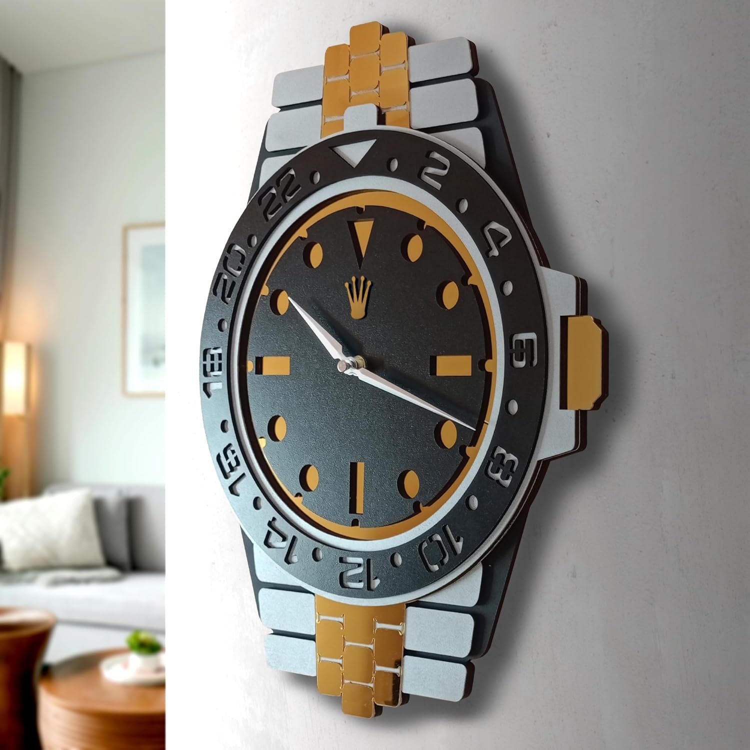 Rolex Themed Wall Clock Wrist Watch Appearance, Large Analog Silent ...