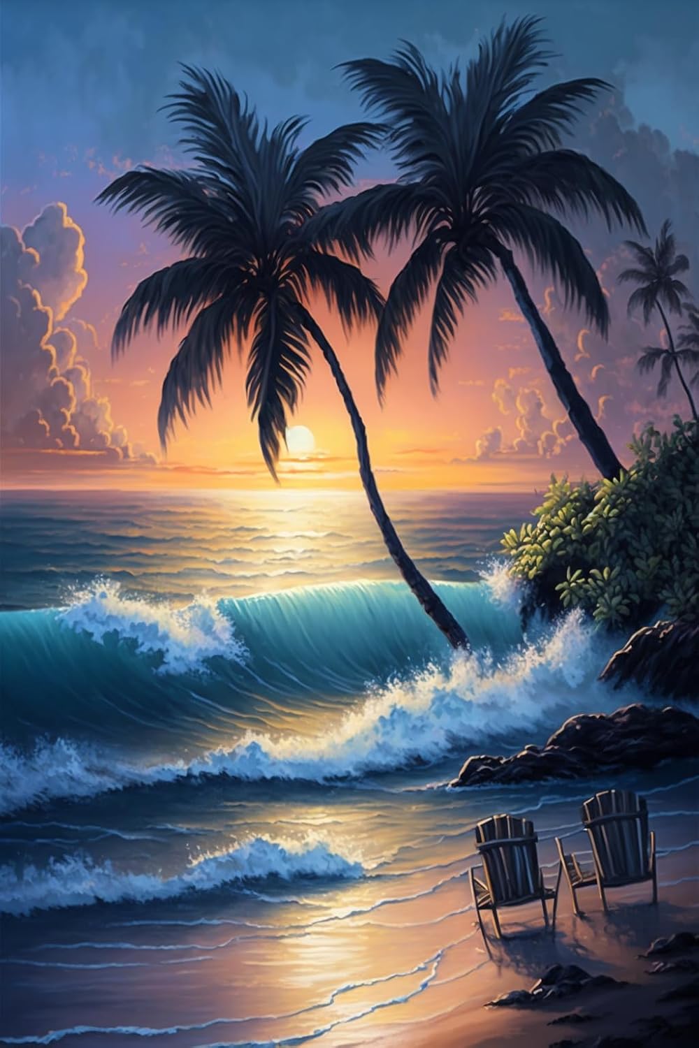 Amazon.com: Parbamll 5D Coconut Tree Diamond Painting Kits Beach ...