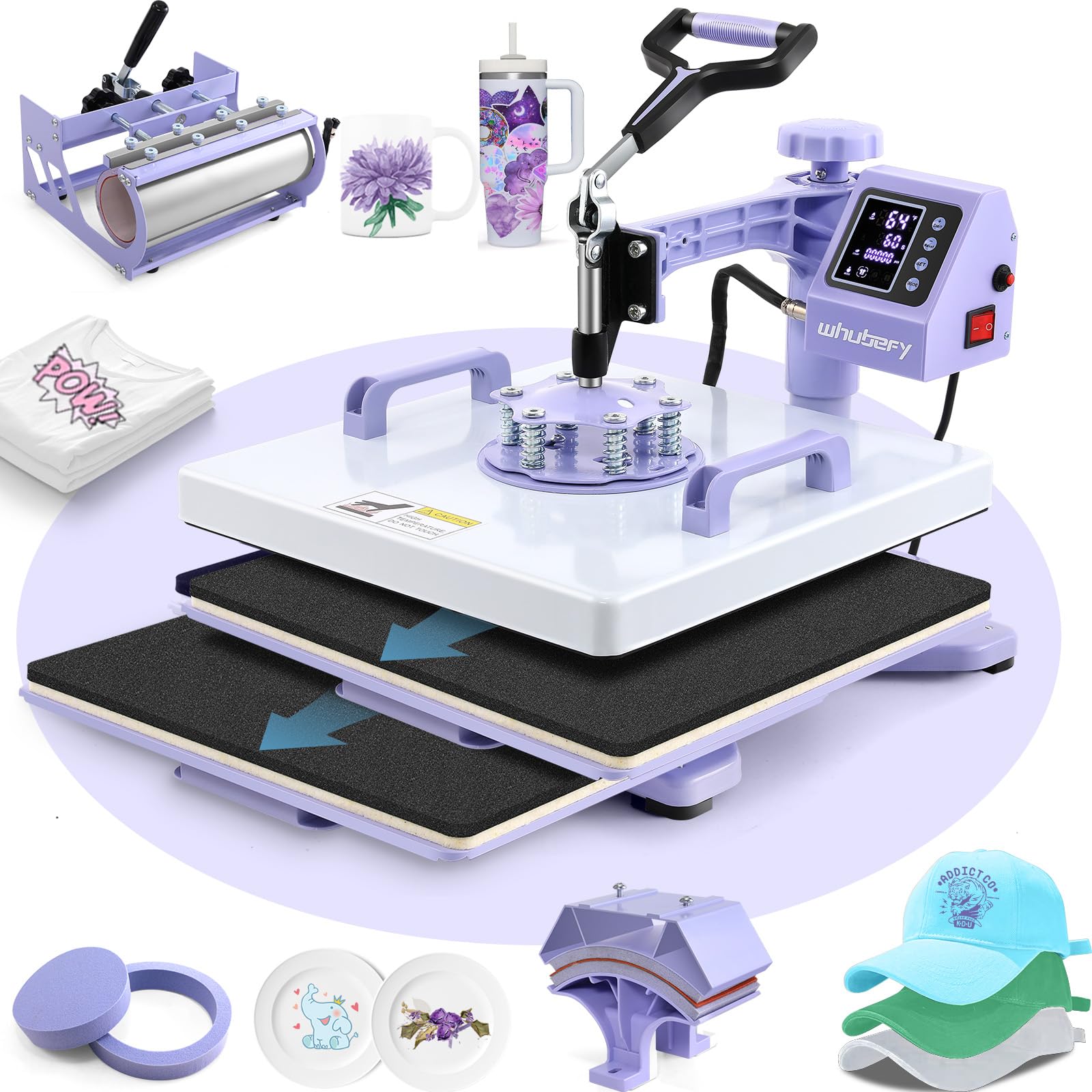 Amazon.com: Whubefy Heat Press 15x15, 5 in 1 Heat Press Machine with ...