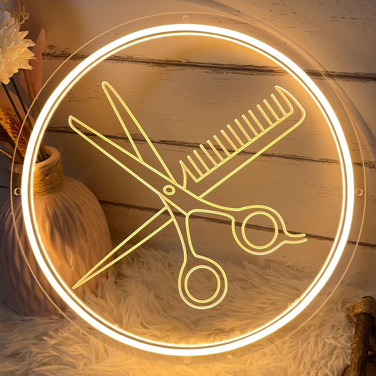 Scissors Neon Sign for Wall Decor 3D Art Carving Design Indoor Bedroom ...