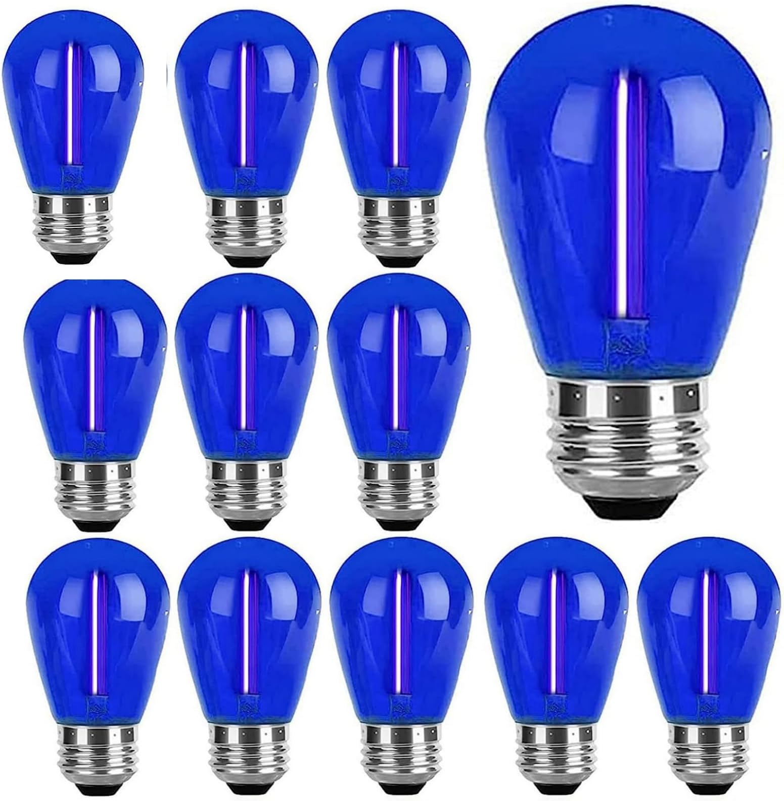 15 Pack S14 LED Bulb Blue 1W S14 Filament Bulb Shatterproof Blue ...