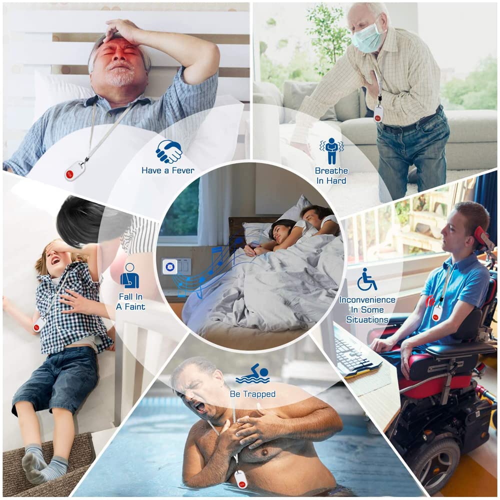 Snapklik.com : Caregiver Pager Wireless Call Button Nurse Alert System ...