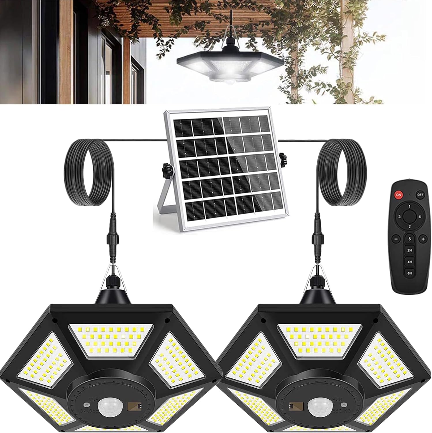 Lovelylly Luz solar de cobertizo para interiores y exteriores, 180 ...