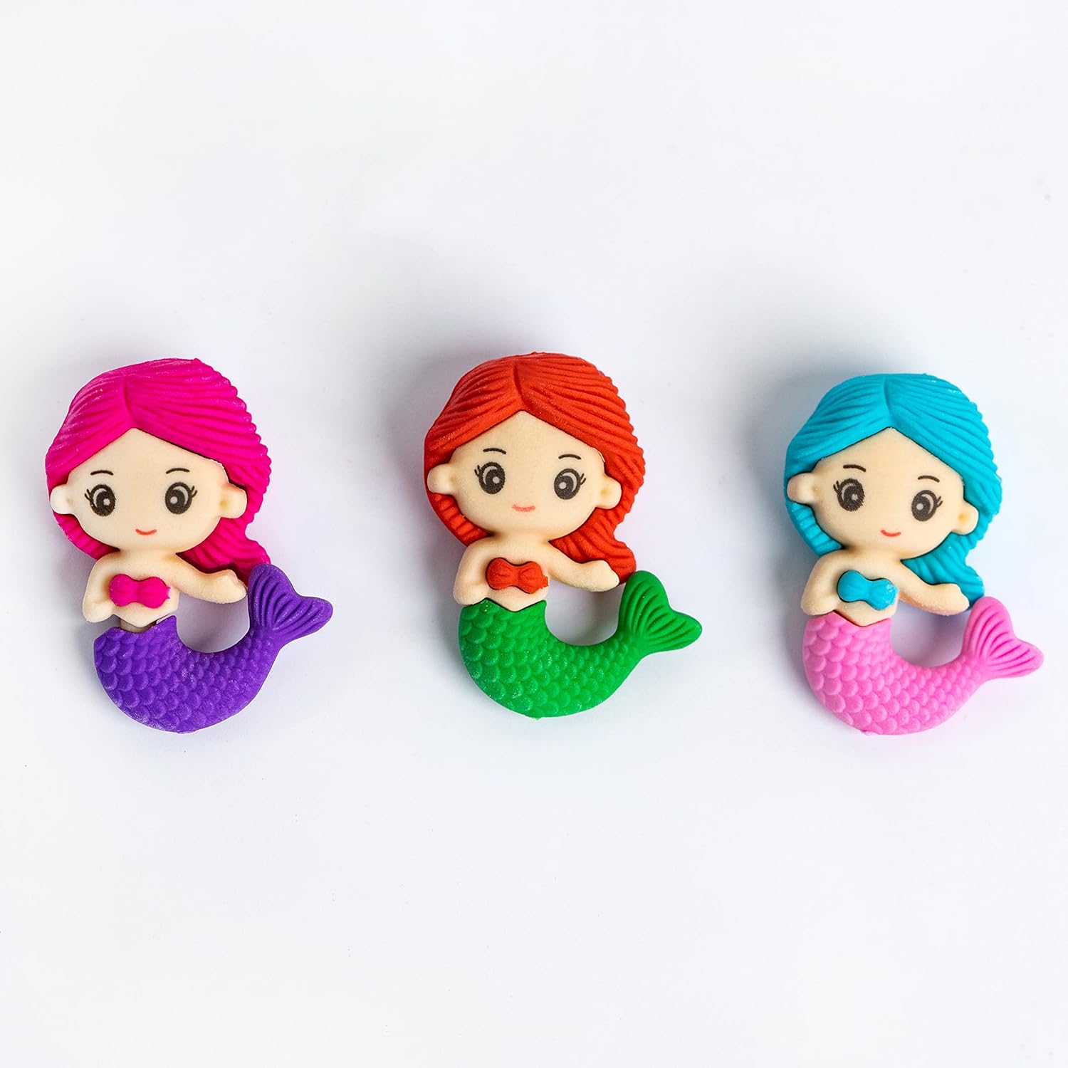 Toyseum 12 x Mermaid Erasers, Bright Multi-Coloured Puzzle Rubbers for ...
