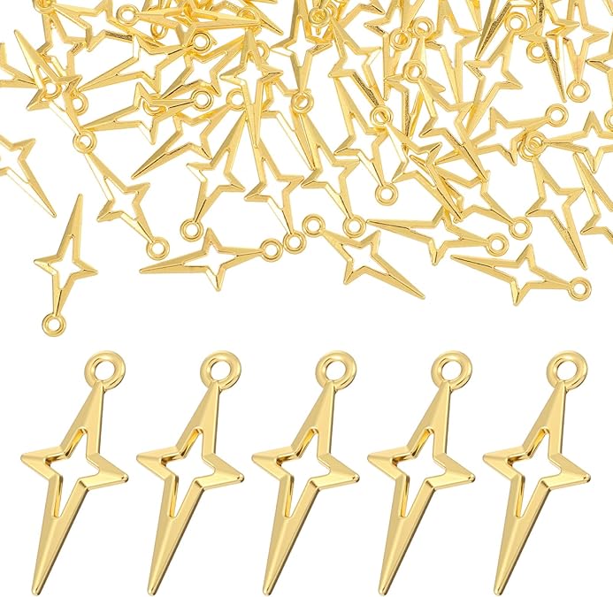 Amazon.com: Mabor 100Pcs Gold Star Charms for Jewelry Making Small ...