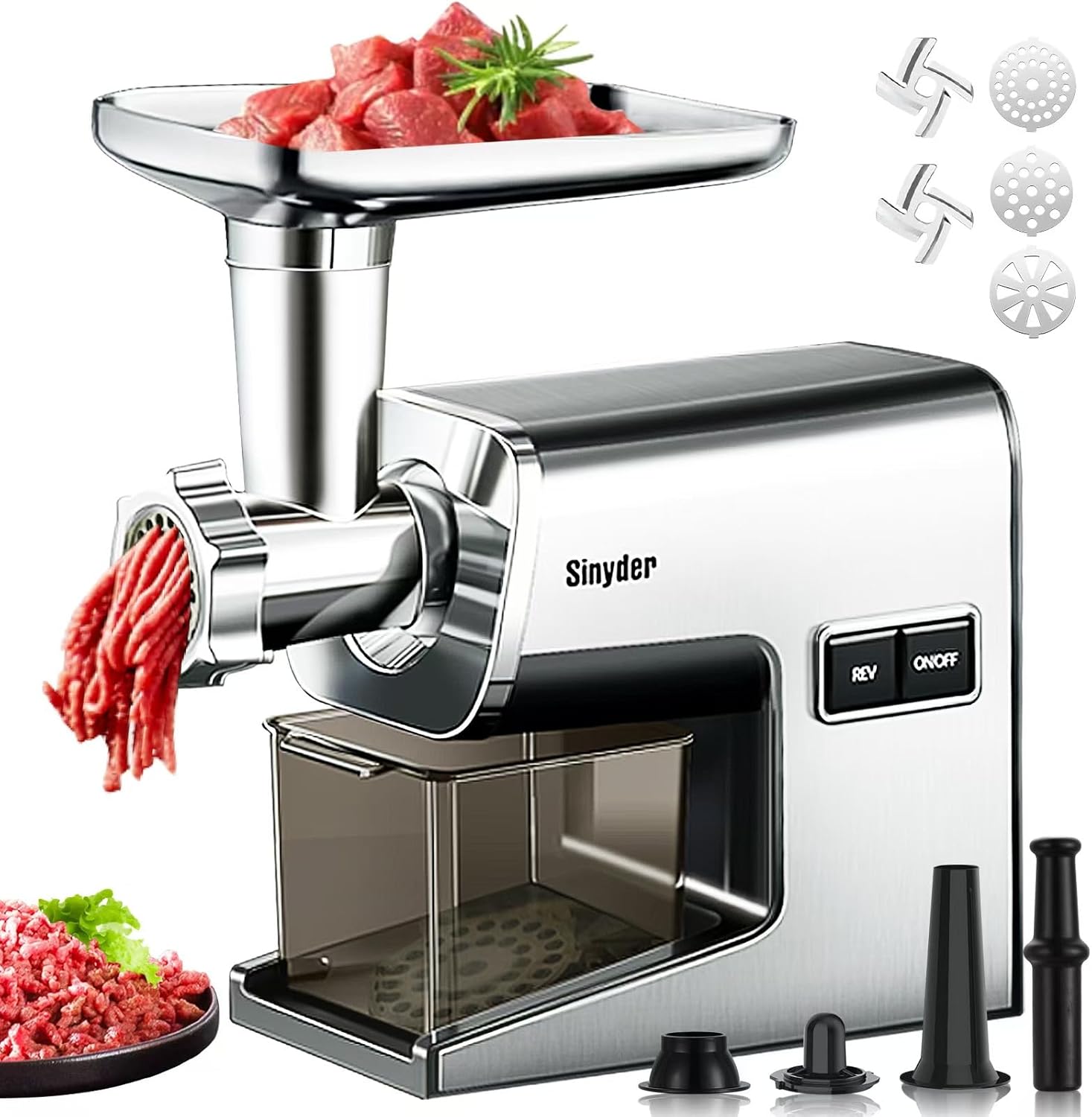 Amazon.com: Electric Meat Grinder,3000W Max Heavy Duty Stainless Steel ...