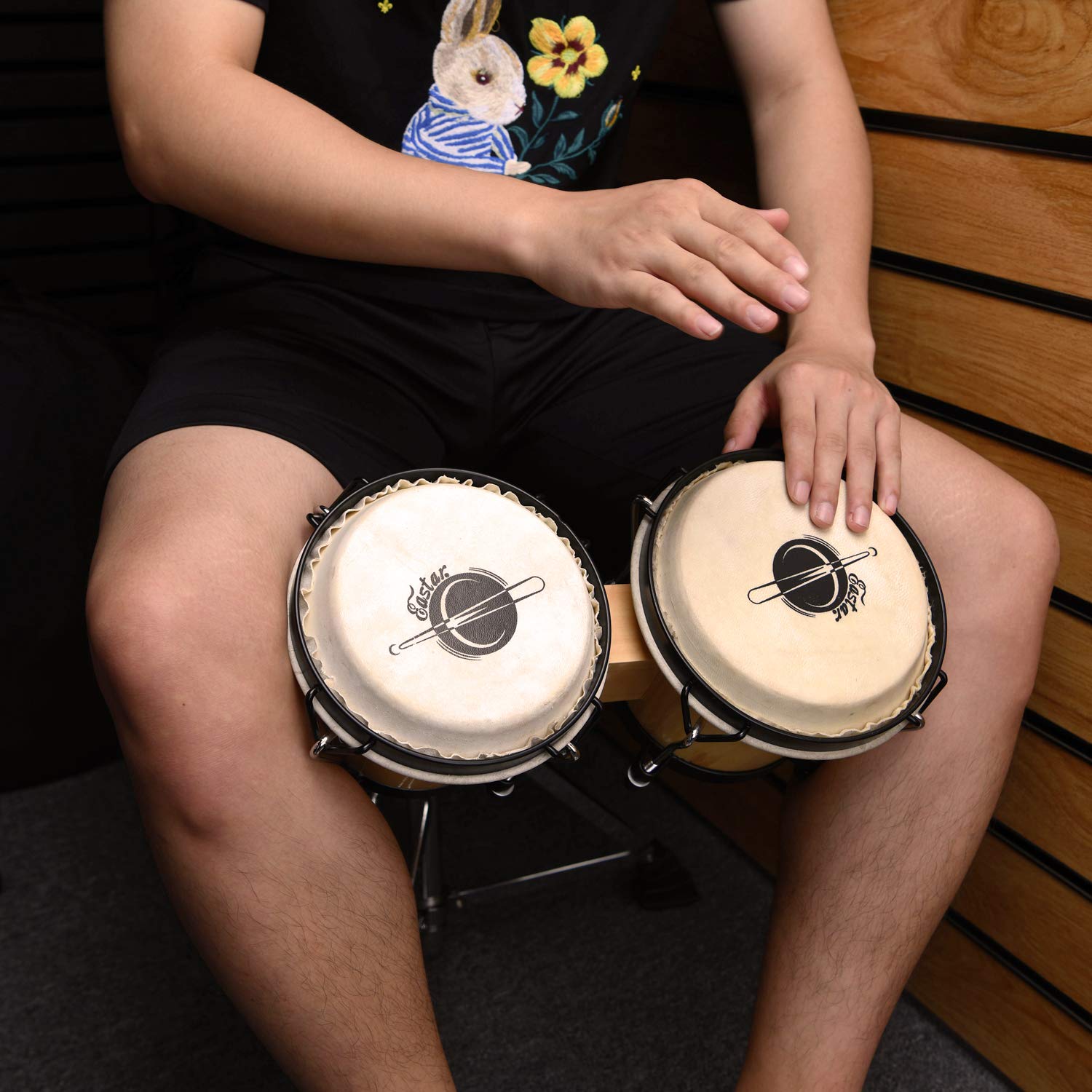 Eastar Bongo Drums 6â€? and 7â€? Wood Percussion Instrument Bongos for ...