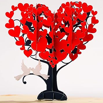 Amazon.com : CUTE POPUP Heart Tree and Love Birds Anniversary pop up ...