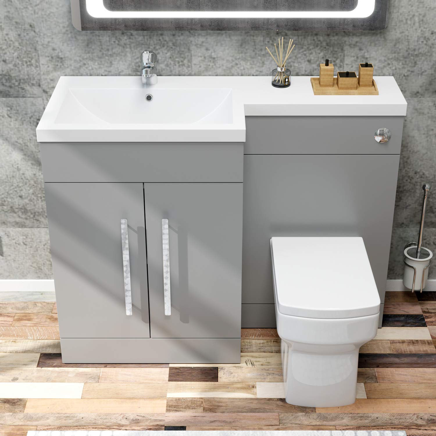Buy ELEGANT 1100mm L Shape Bathroom Vanity Sink Unit Furniture Storage ...