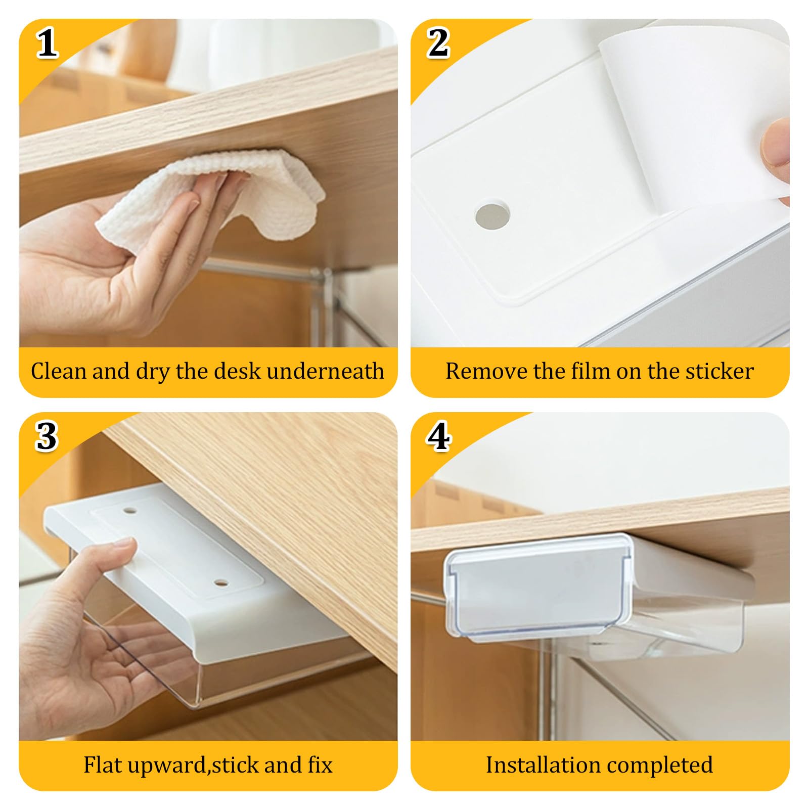 Snapklik.com : 2 Pack Under Desk Drawer Slide Out, Self-Adhesive Under ...