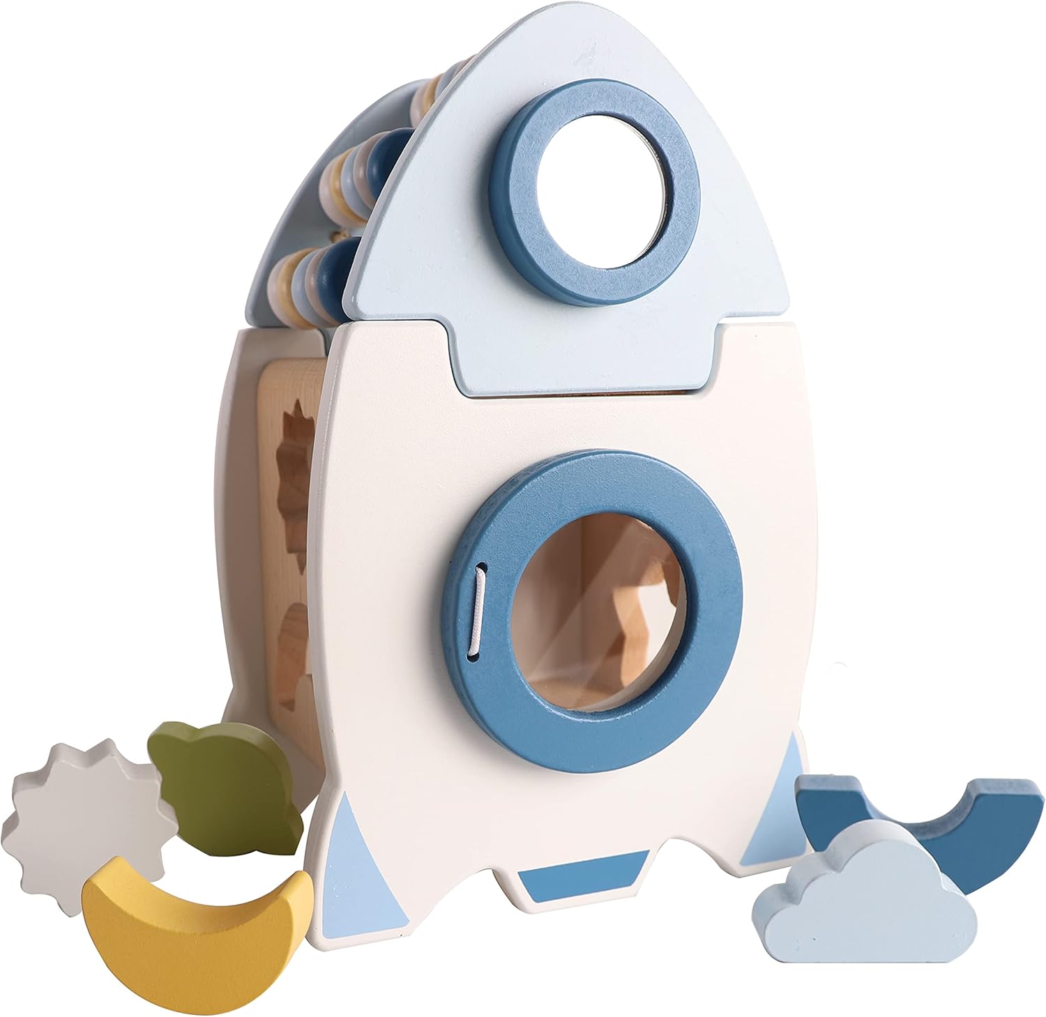 Amazon.com: Neo LOONS Wooden Rocket Activity Cube, Space Themed Toys ...