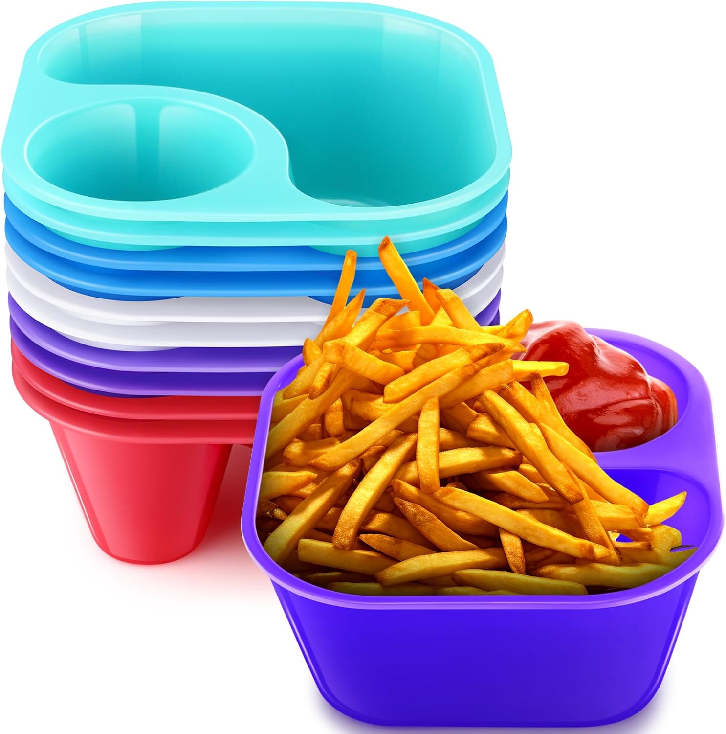 Amazon.com: Suclain 10 Pack Reusable Snack and Dip Bowls Chip and Dip ...