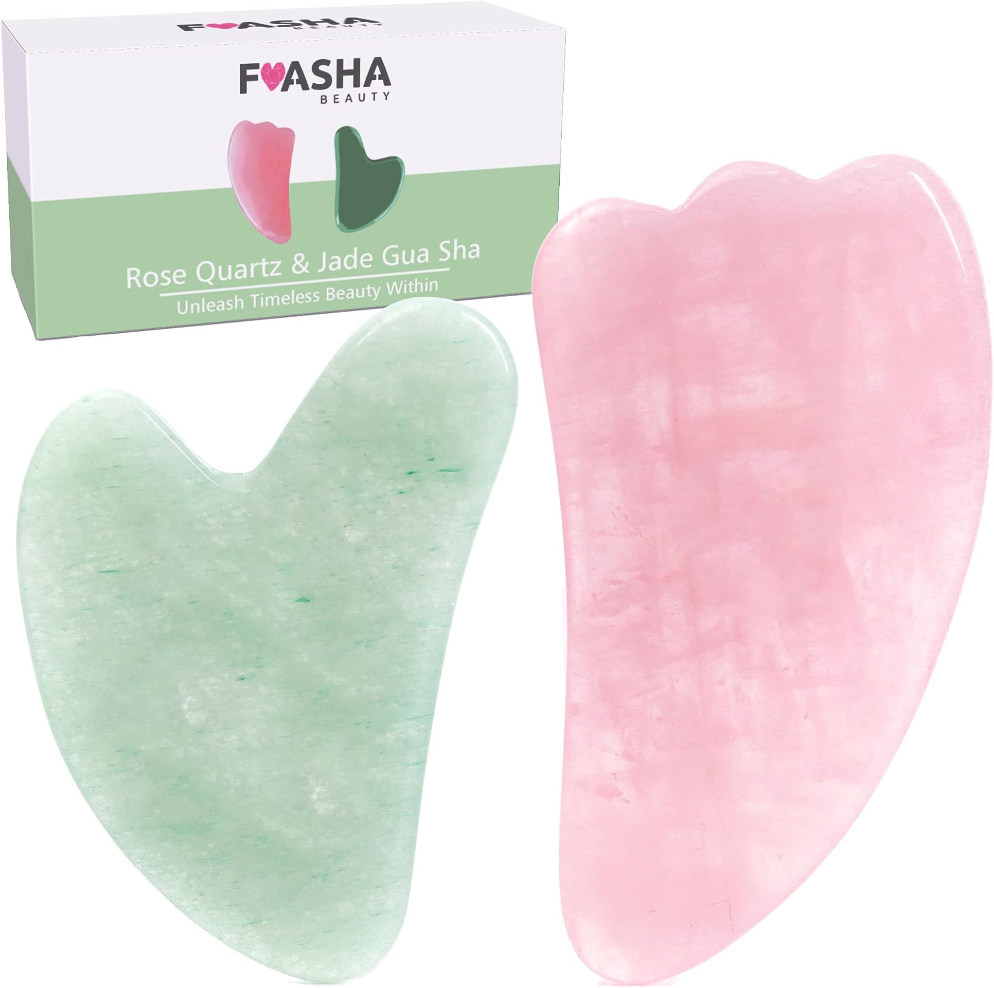 Amazon.com: Fuasha Gua Sha Facial Tools Premium 2-in-1 Jade & Rose ...