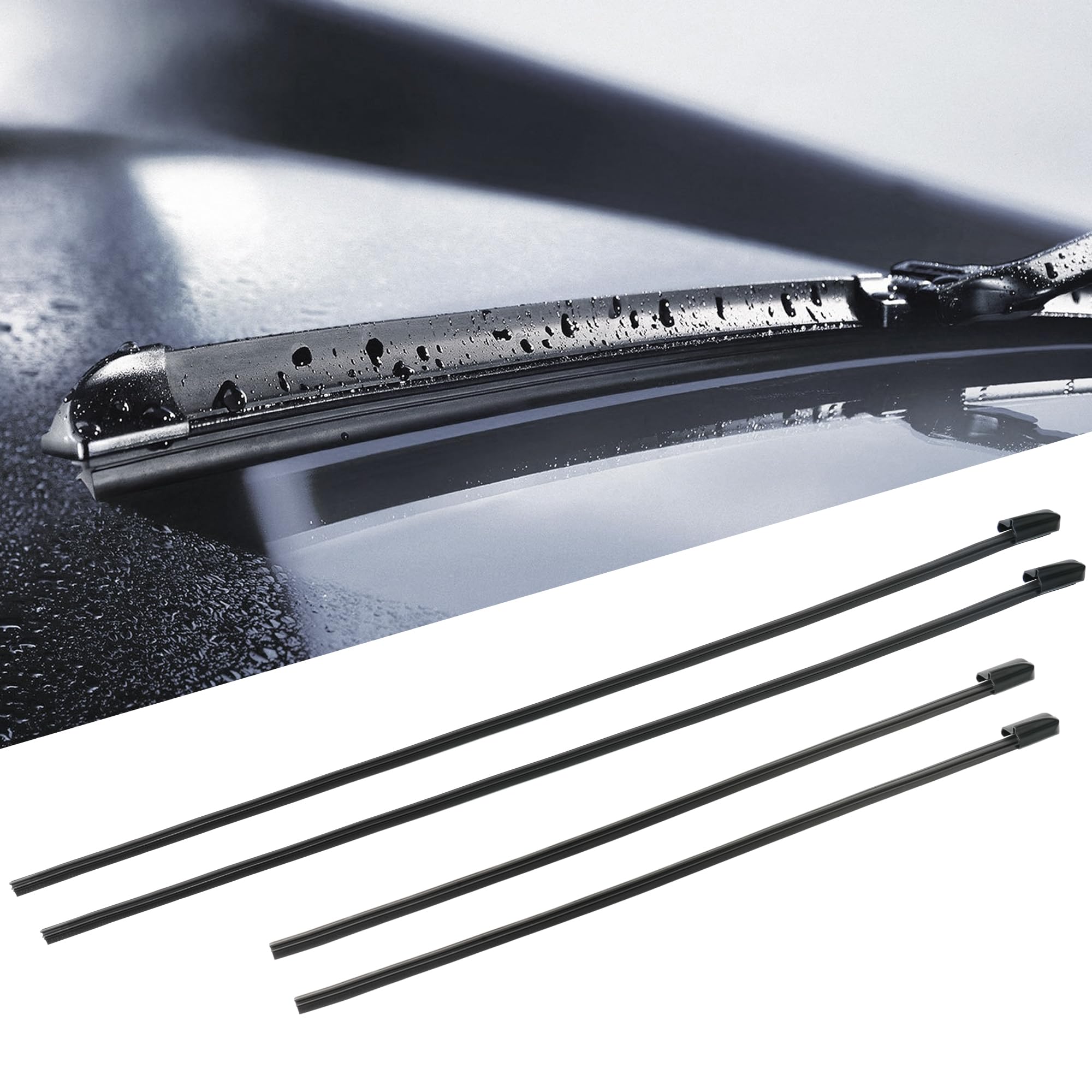Amazon.com: Set of 4 Front Windshield Wiper Blade Refill Kit Rubber ...
