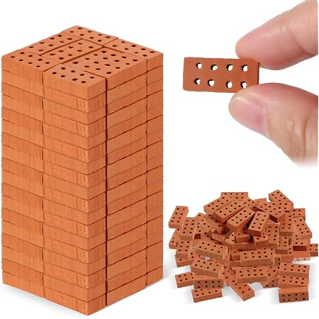 100 pcs 1/16 Mini Briques, Simulation Miniature, Mini Pierre de Brique ...