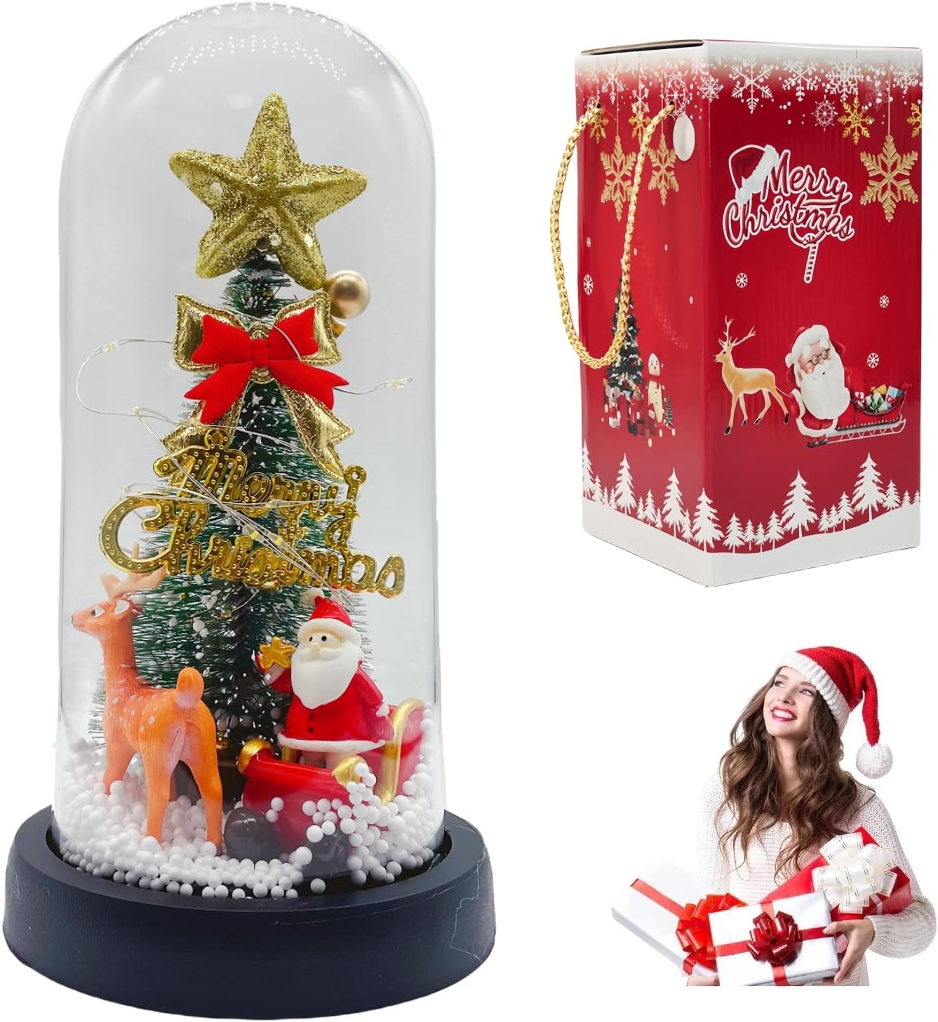 Amazon.com: Thougthings 8.8" Small Christmas Tree with Lights, Mini ...