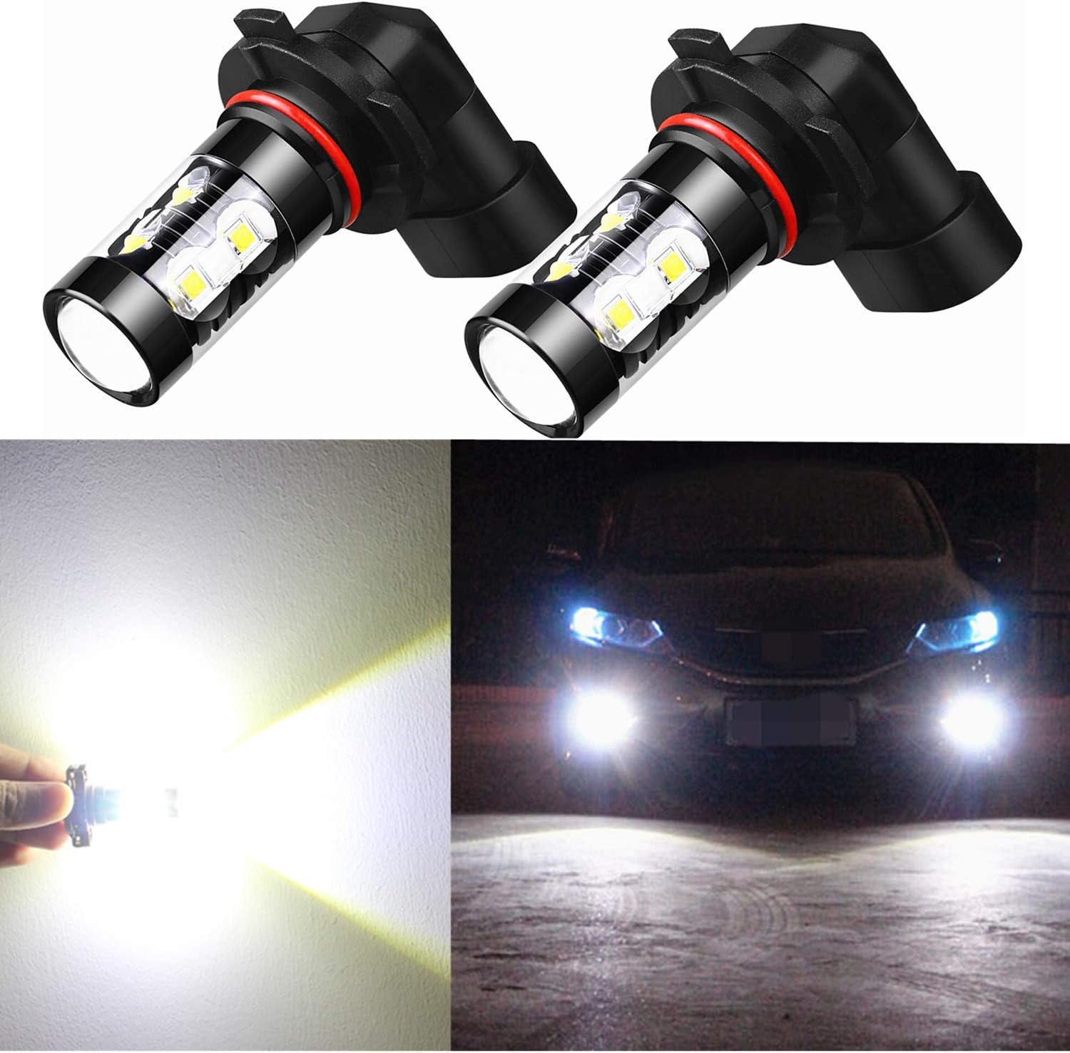 Amazon.com: Alla Lighting H10 9145 LED Bulbs Super Bright 6000K Xenon ...