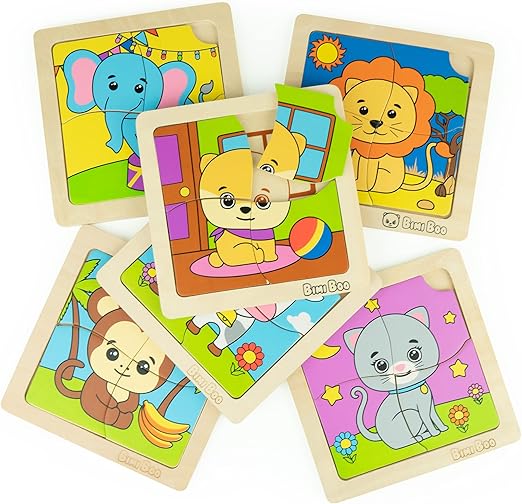 Bimi Boo Animal Wooden Jigsaw Puzzle for Preschool Kids 2 Years Old and ...