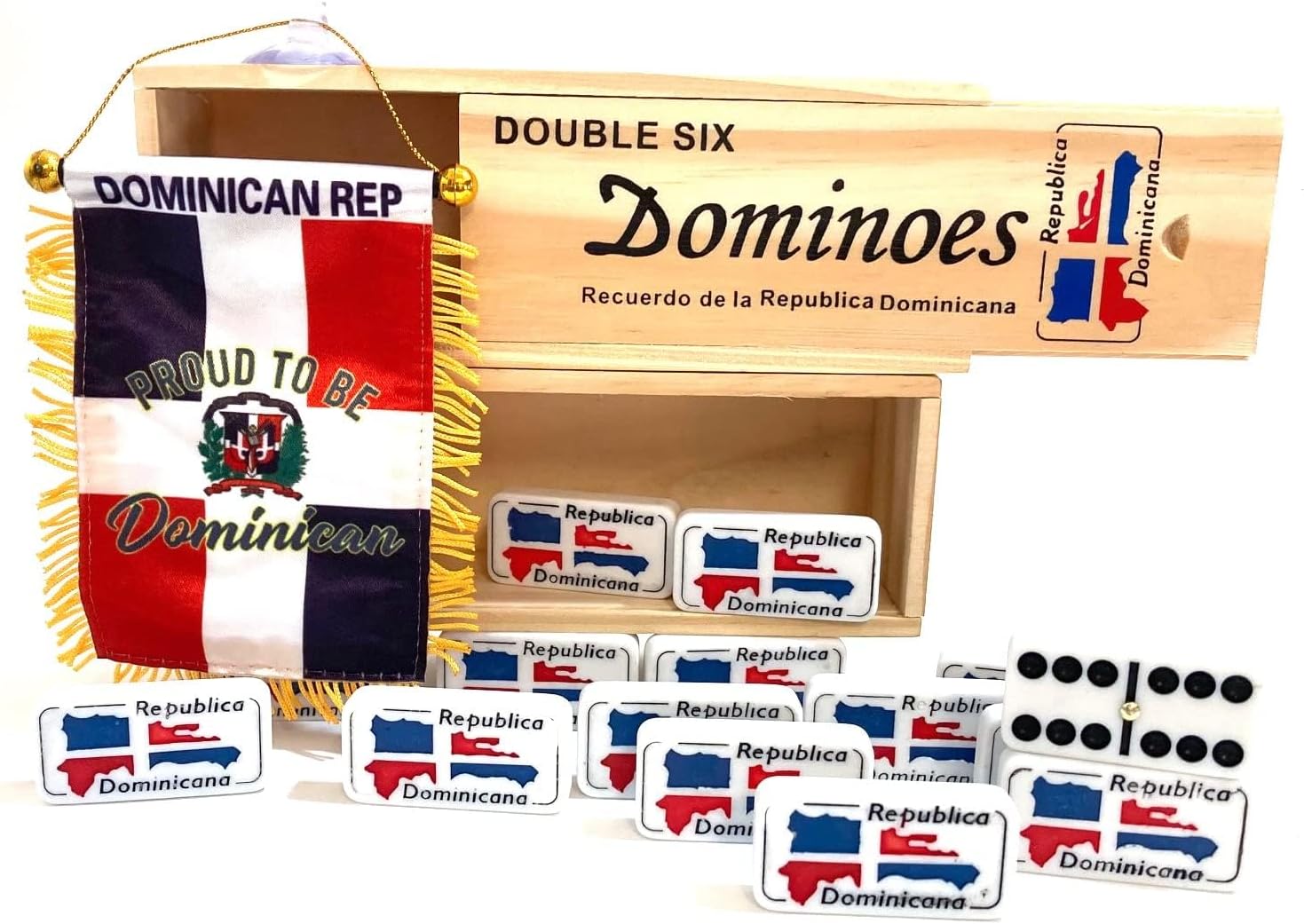 Amazon.com: Dominican Dominoes, Dominican Republic Flag Dominoes Double ...