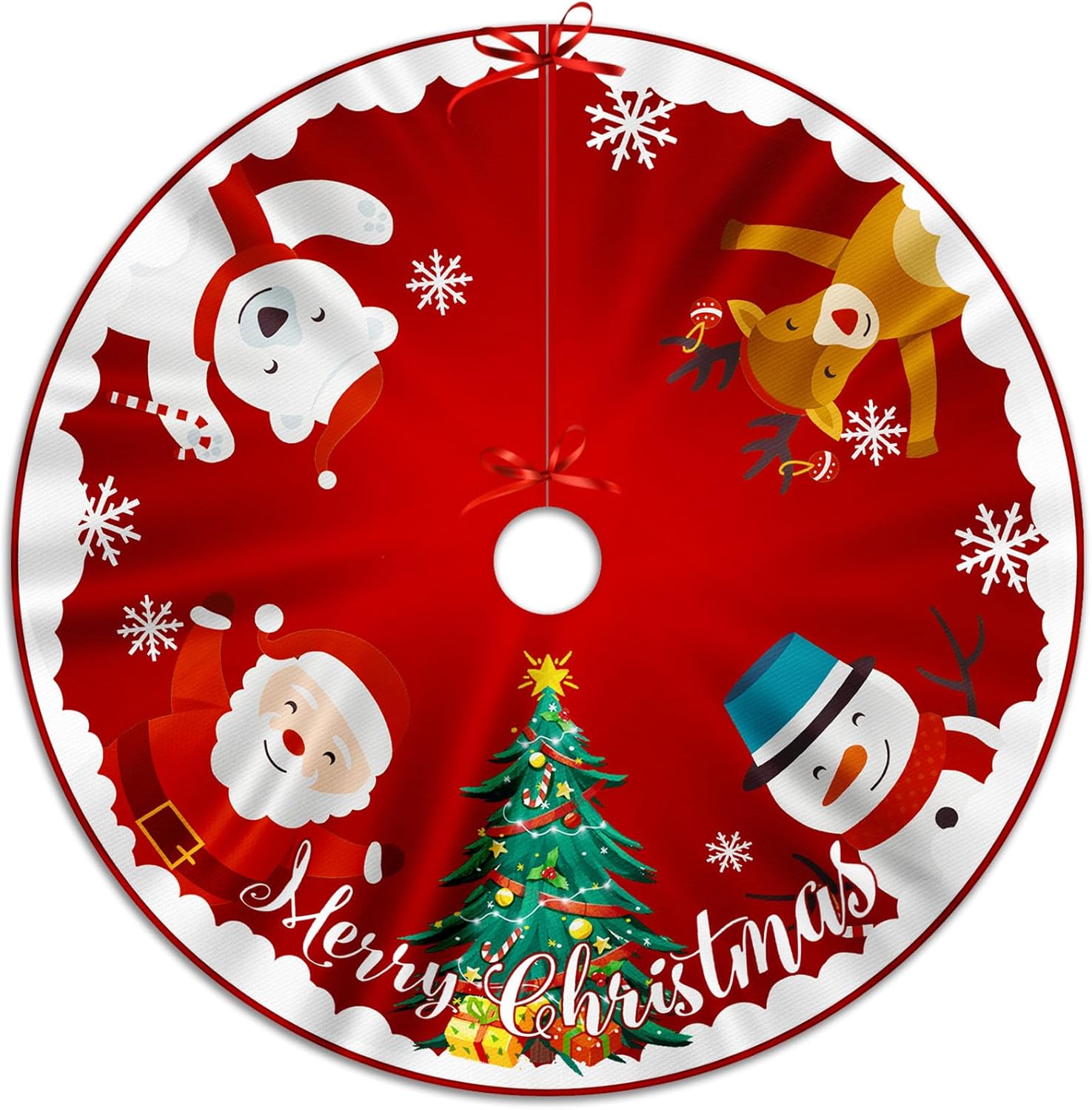 Amazon.com: Christmas Tree Skirt Red Cloth Xmas Tree Skirts Christmas ...
