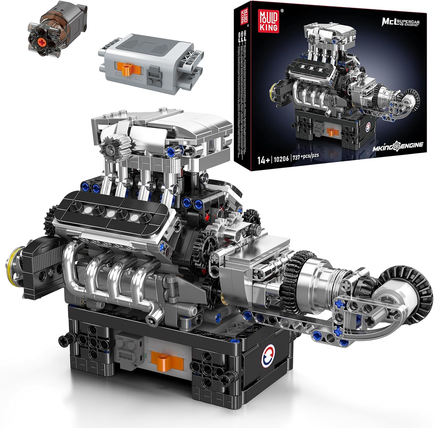 Mould King V8 Engine Building Blocks Set, 10206 Engine Model That Runs ...