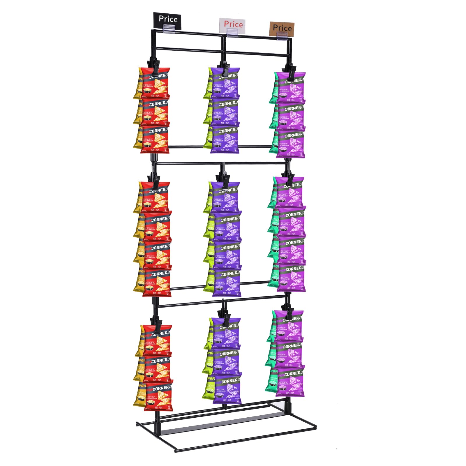 Amazon.com: Potato Chip Rack Display Stand,3-Row 2 Layers with 60 Clips ...