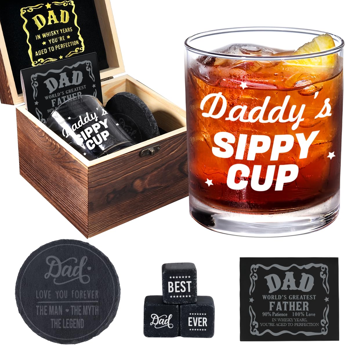 Amazon.com | Dad Whiskey Glass Gifts from Daughter Son, Christmas ...