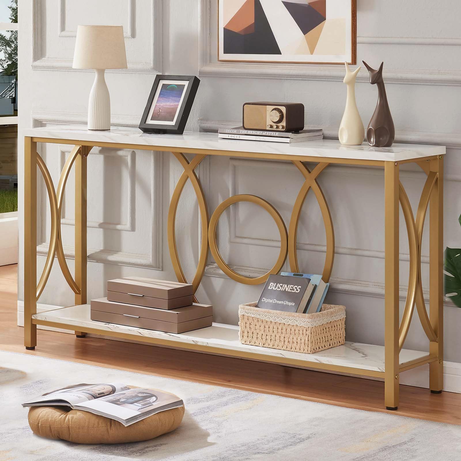 9 Best Black And Gold Console Table | Marble & Gold Storage