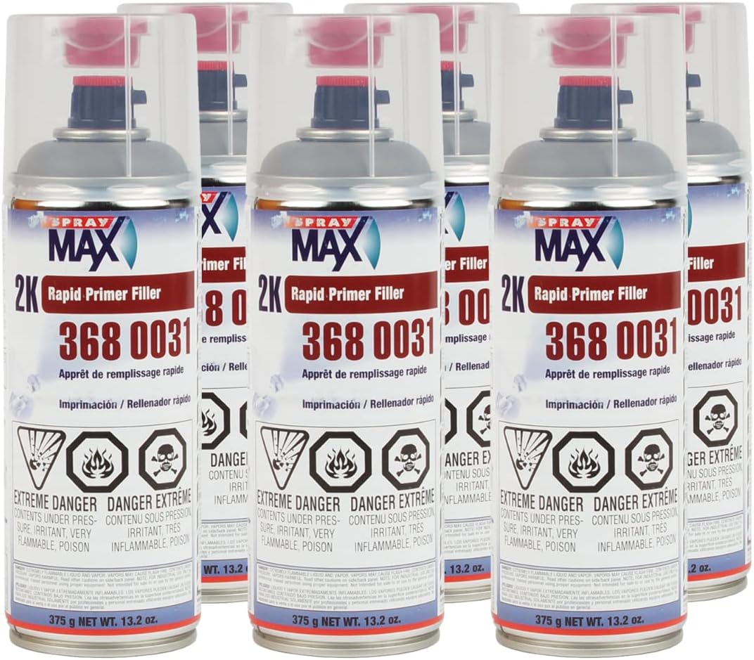 Spray max 3680031 Gray Universal 2K Rapid Primer Filler 13.2 oz (6 Pack ...