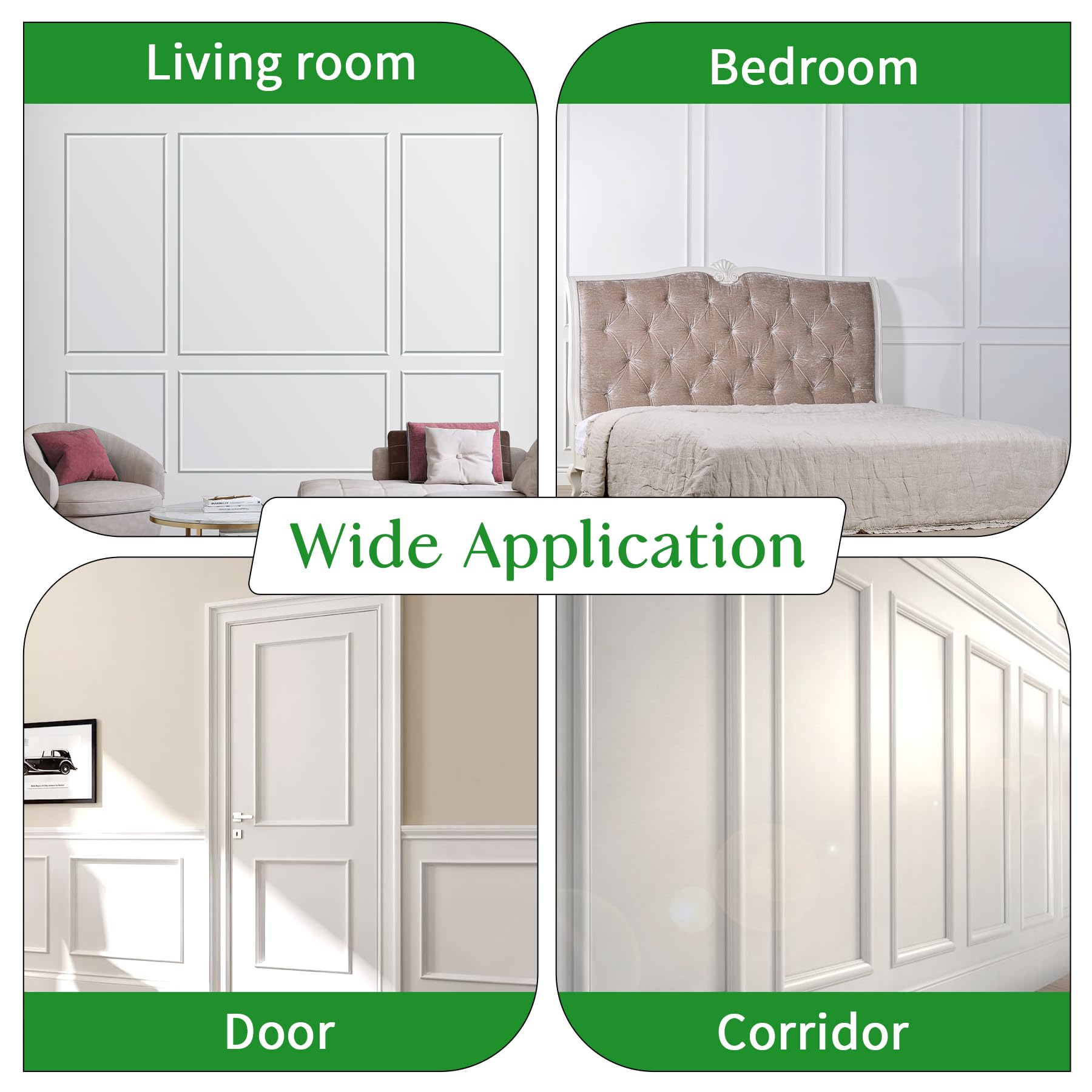 Wood Wall Panels 6 Set Accent Wall Molding Kit Premade Wainscoting ...