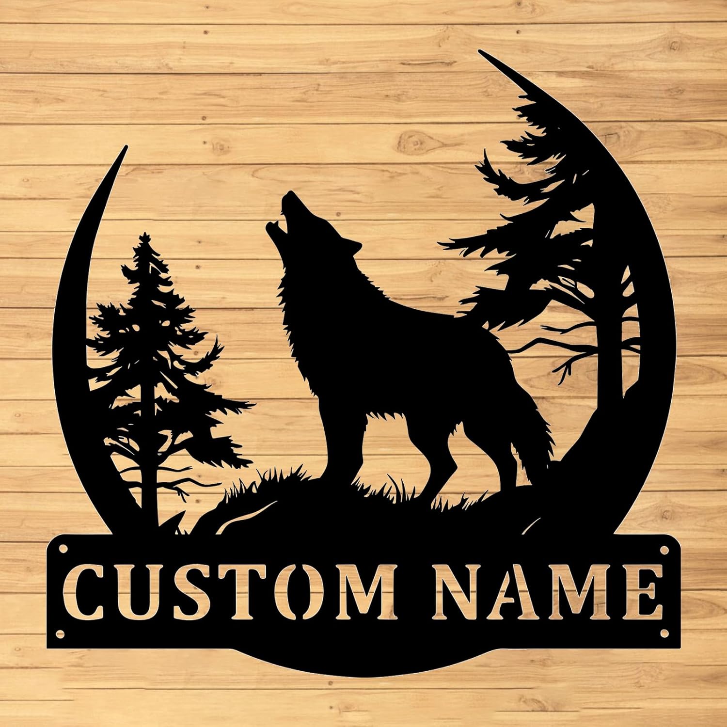 Amazon.com: Custom Wolf Metal Wall Art - Personalized Wall Decor - Wolf ...