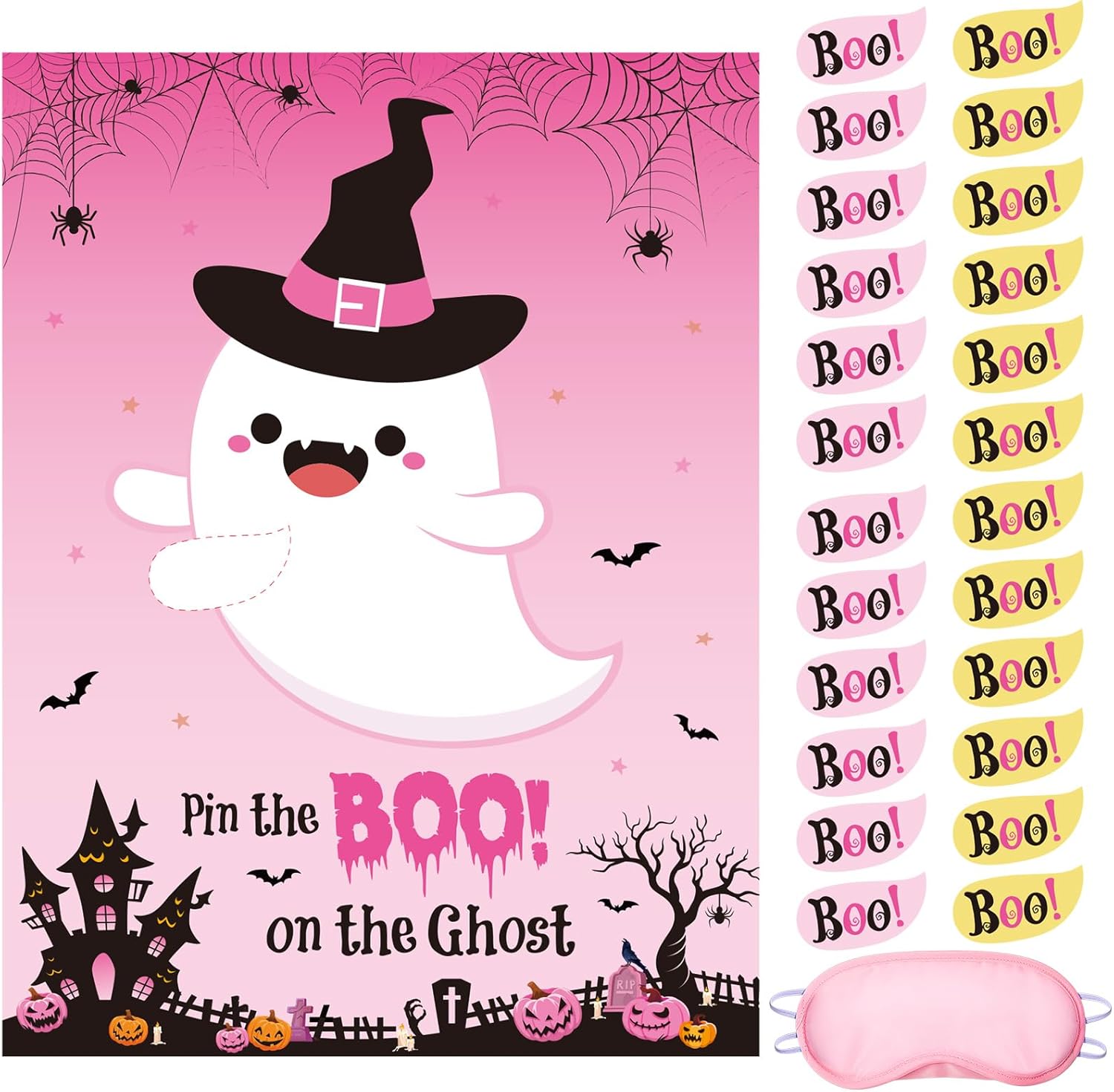 Amazon.com: Faccito Halloween Party Games Pin The Boo on The Ghost Pink ...
