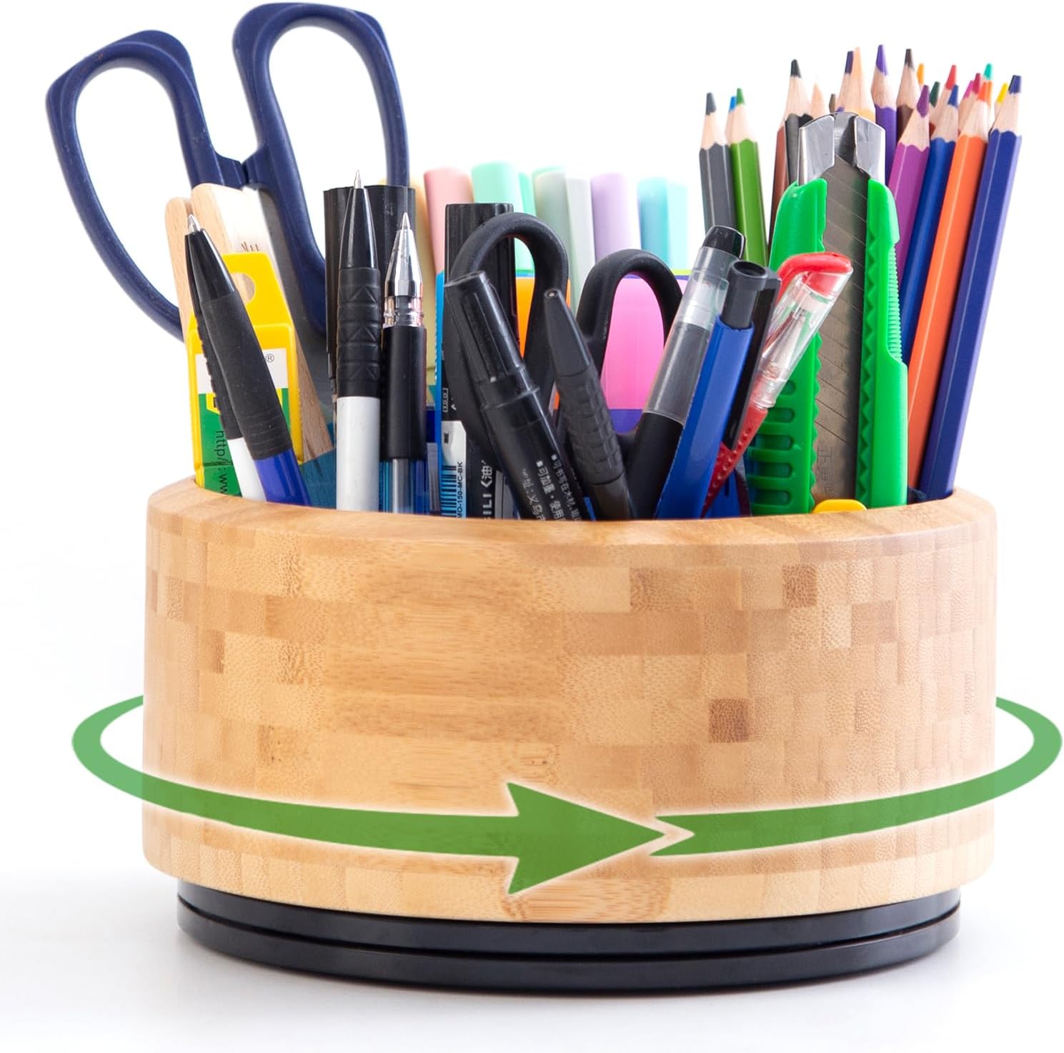 Amazon.com: LOCDION Pen Holder Organizer for Desk, Bamboo Pencil Holder ...