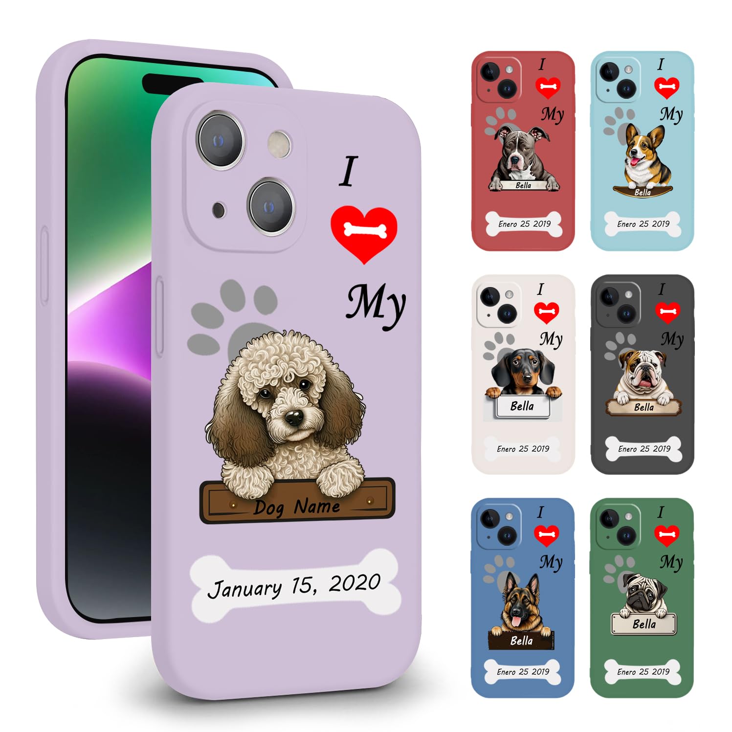 Amazon.com: VNGDA Custom Pet Name I Love My Poodle Dog Phone Case for ...