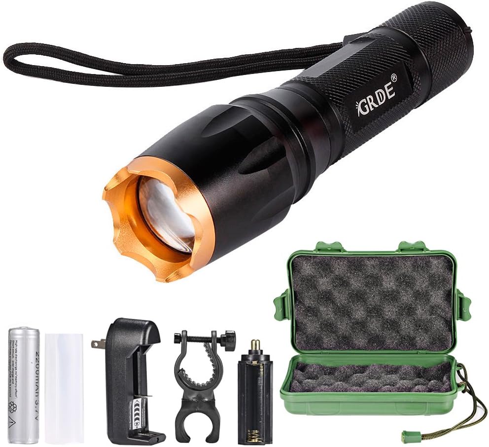 Flashlight,T6 Torcia LED Fuoco Regolabile+Torcia Potente 5 modalità di ...