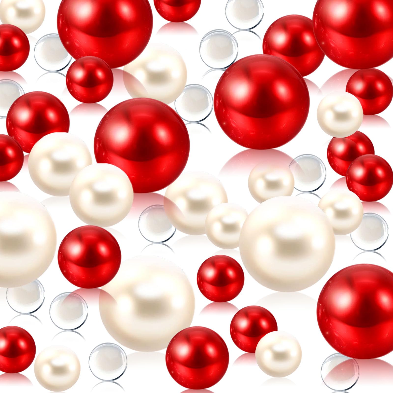 Amazon.com: Red White Floating Pearls | 150PCS Red White Pearls Bead ...