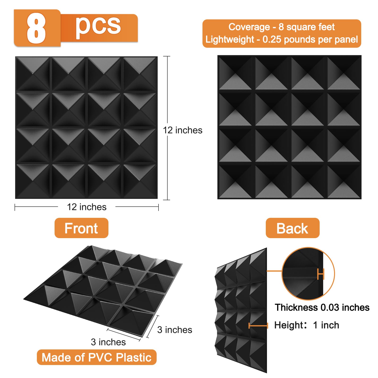 Snapklik.com : TroyStudio Acoustic Sound Diffuser Panels, 12 X 12 X 1 ...