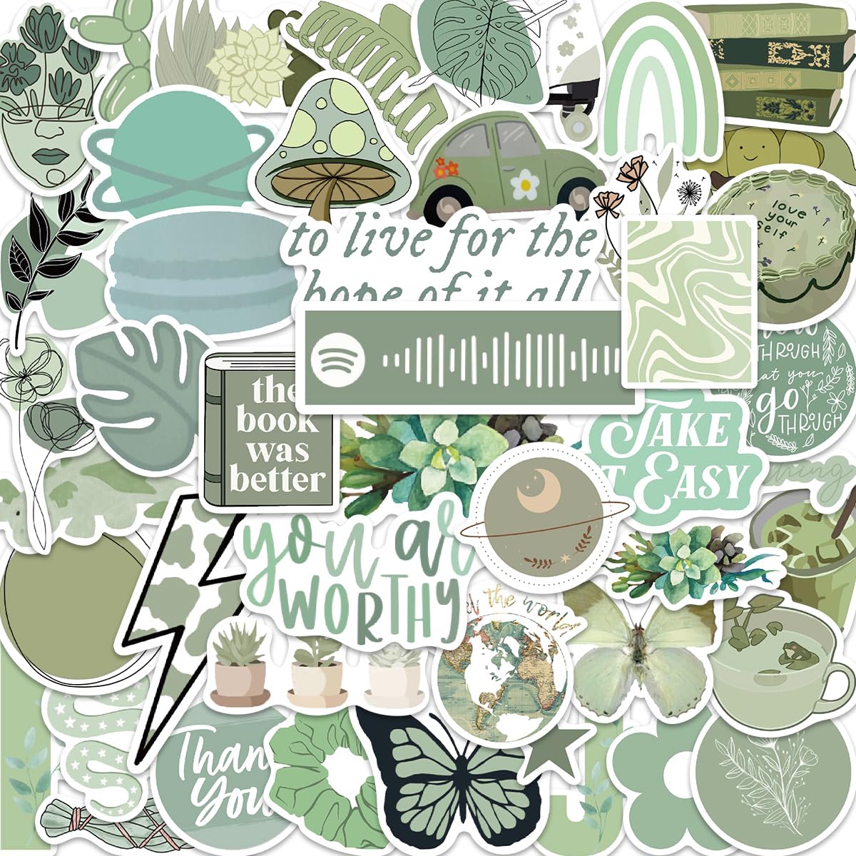 Saga Green Stickers,Aesthetic Stickers,Saga Green Decor Vinyl Laptop ...