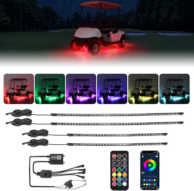 Amazon.com: KEMIMOTO 4PCS Golf Cart Underglow LED Light Strip Kit, 300 ...