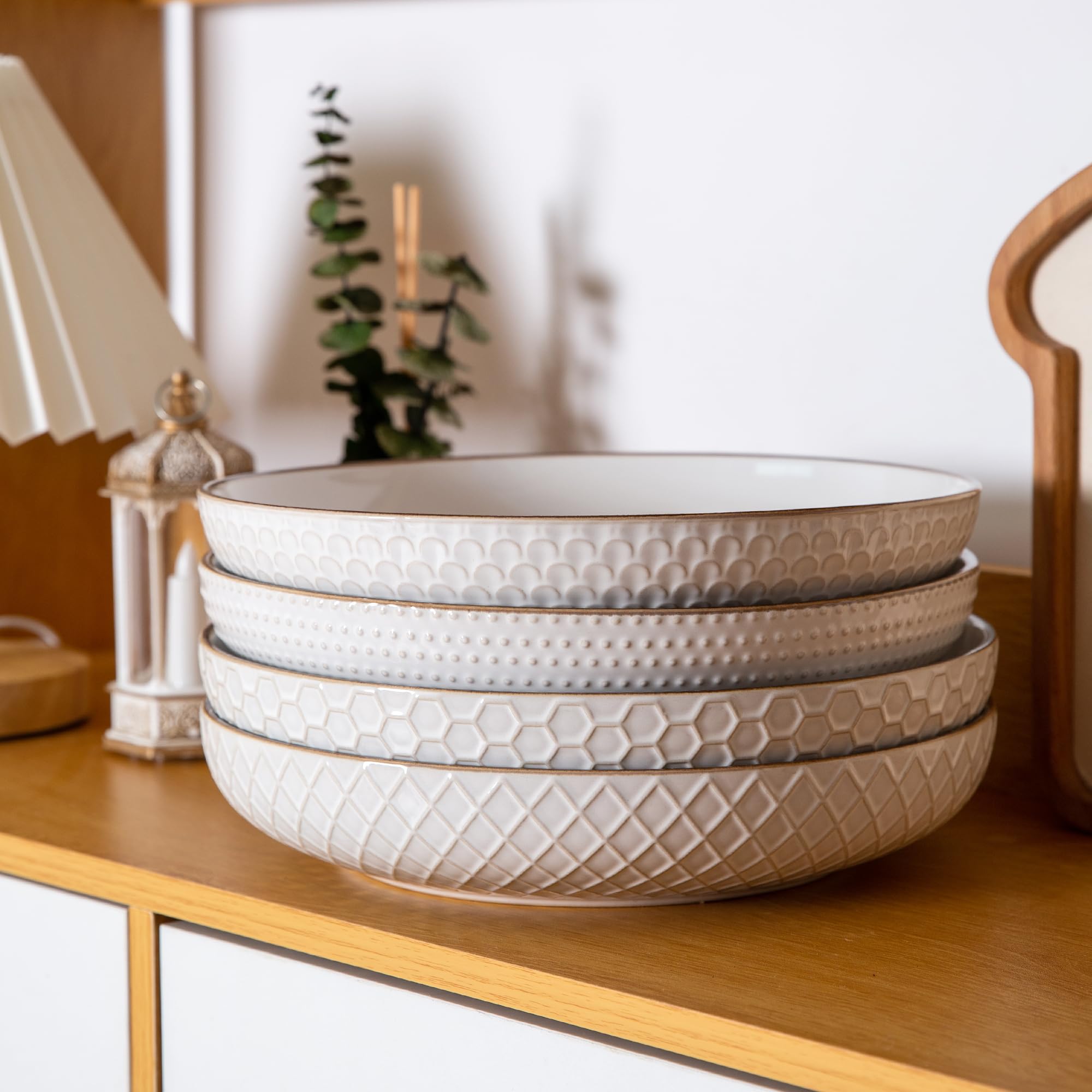 GBHOME 9.5'' Large Pasta Bowls, 42 Ounce Stoneware Salad Bowls for ...