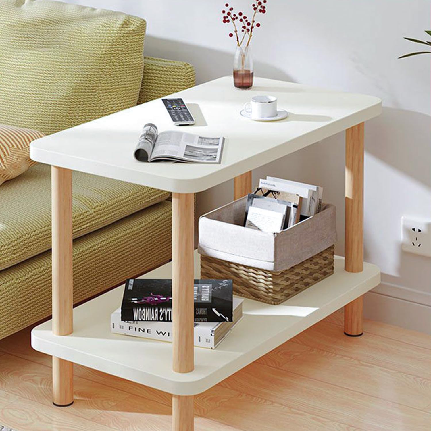 Uandhome Sofa Side Table,2-Tier End Table Mini Coffee Table Night Stand Small Table Modern ...