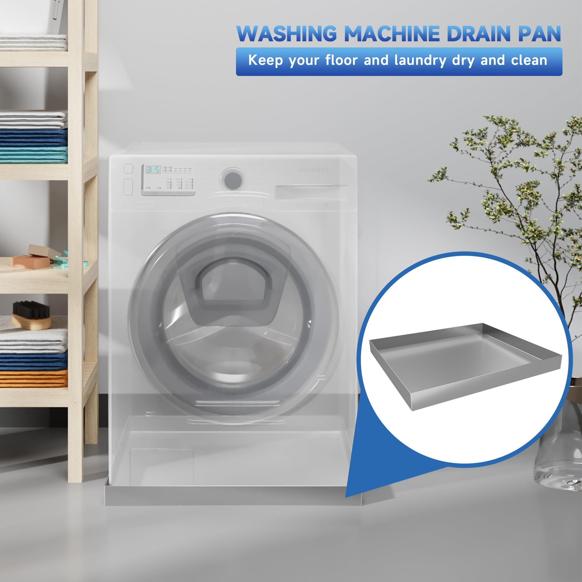 Snapklik.com : 27" X 25" X 2.5" Washing Machine Pan, 304 Stainless ...