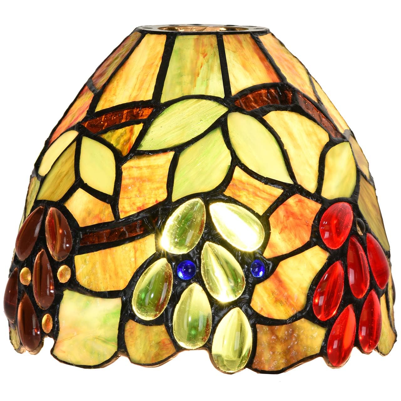 Bieye S10761 Tiffany-Style Stained Glass Grape Lampshade - 7-Inch Wide ...