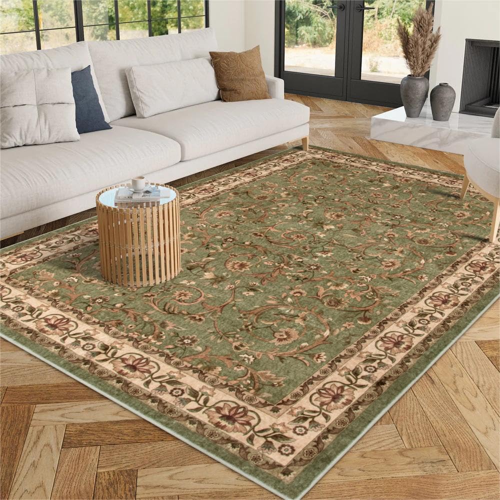 LIVEBOX Washable Floral Area Rug 5x7 for Living Room, Soft Low-Pile ...