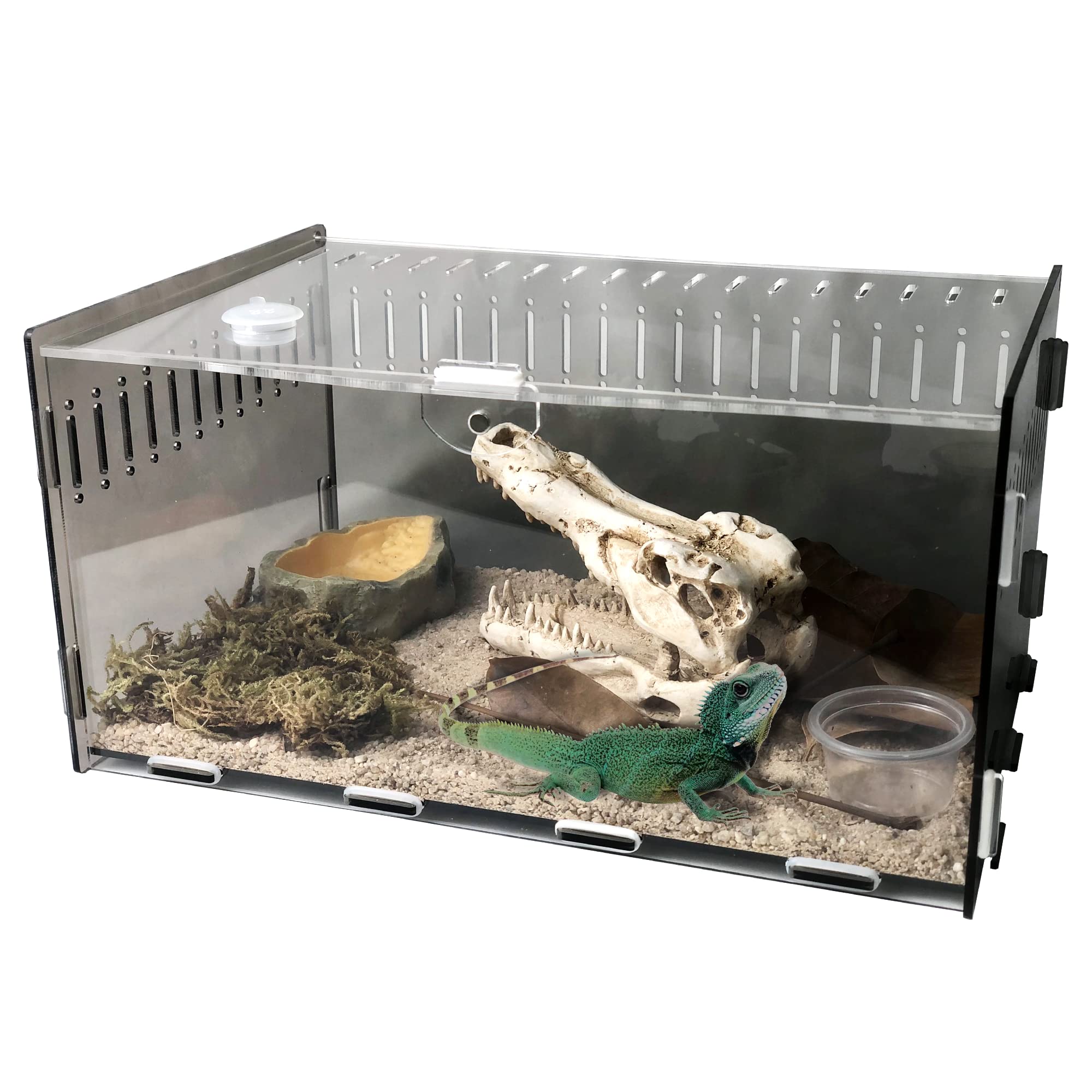 Magnetic Acrylic Reptile Cage, Clear Black Enclosure Reptile Breeding ...