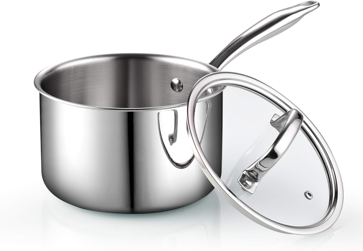 Amazon.com: Cook N Home Tri-Ply Clad Stainless Steel Sauce Pan with Lid ...