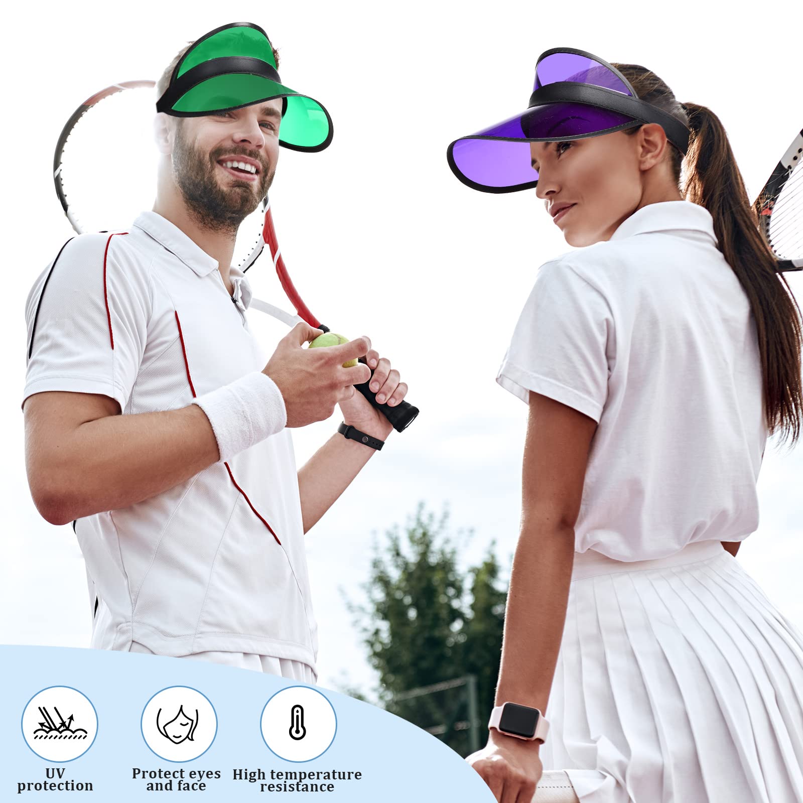 Snapklik.com : 14 Pack Unisex Sun Visors Plastic Clear Cap Candy Color ...