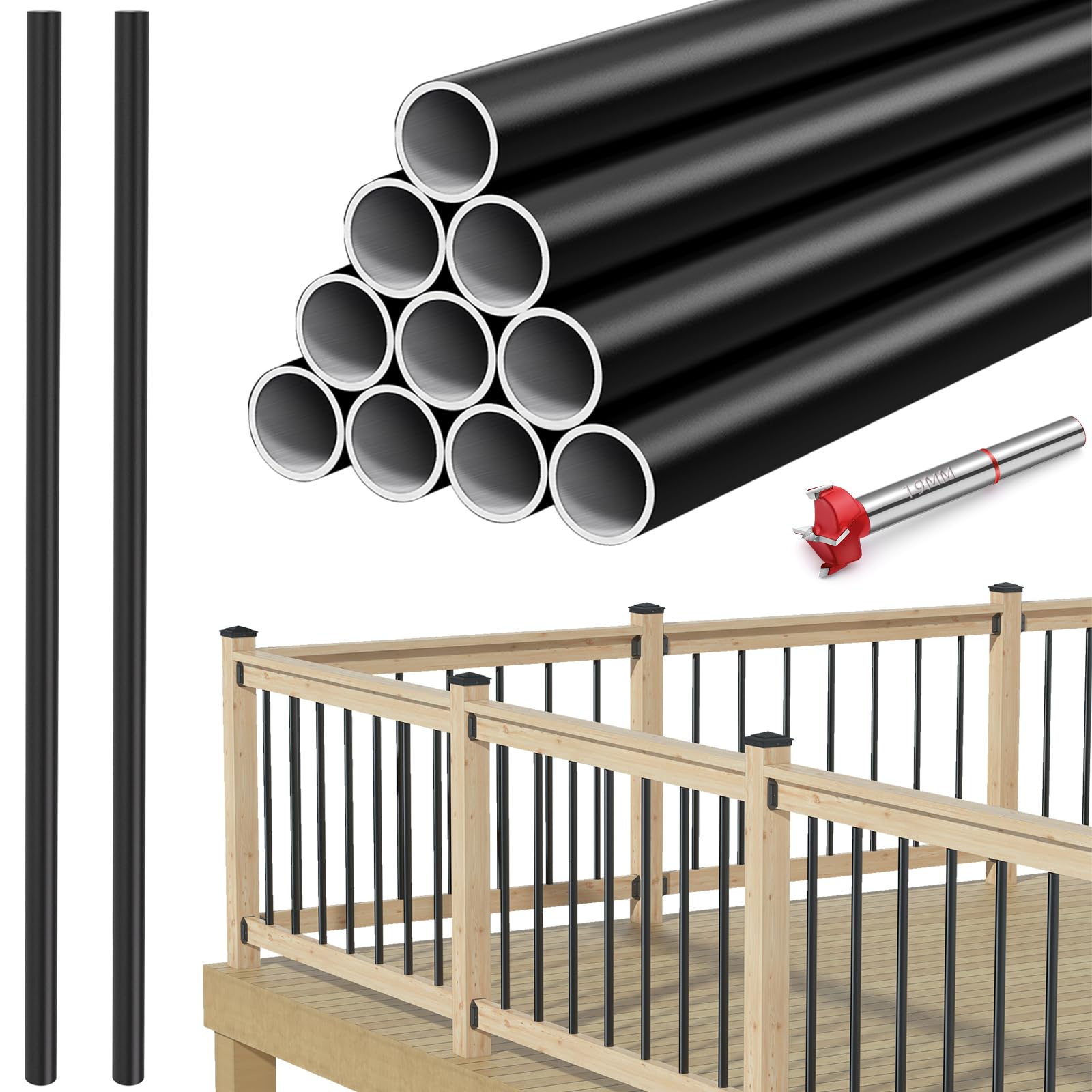 Snapklik.com : Toscoco 12 Pack 26" Thicker Aluminum Deck Balusters, 3/4 ...